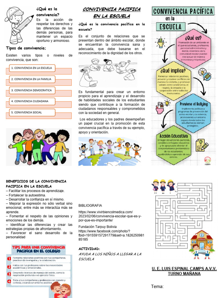 TRIPTICO CONVIVENCIA | PDF | Las emociones | Aprendizaje