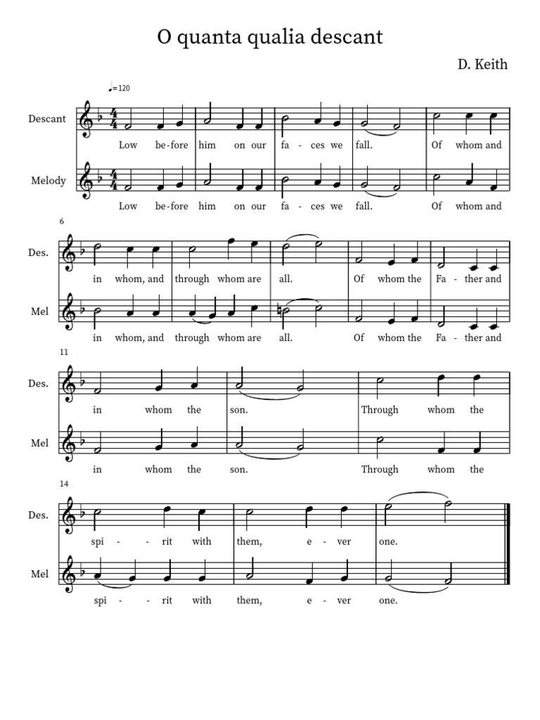 O Quanta Qualia Simple Descant | PDF