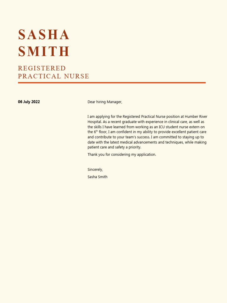 Cover Letter Humber River Hospital | PDF