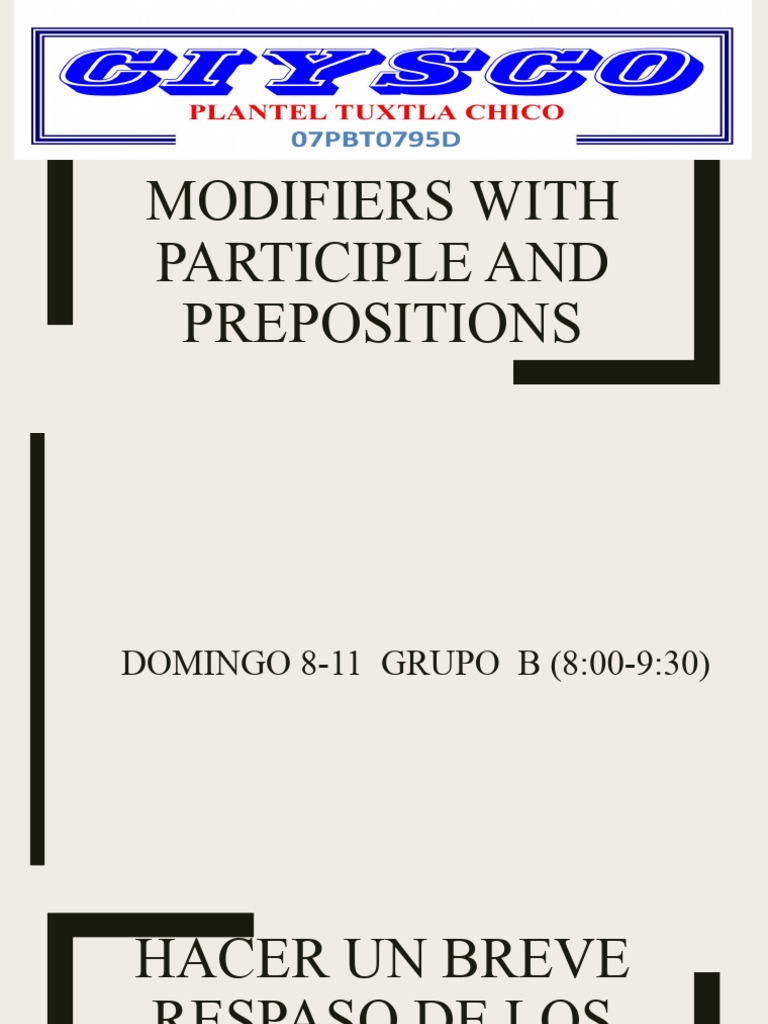 Modifiers With Participles and Prepositions | PDF