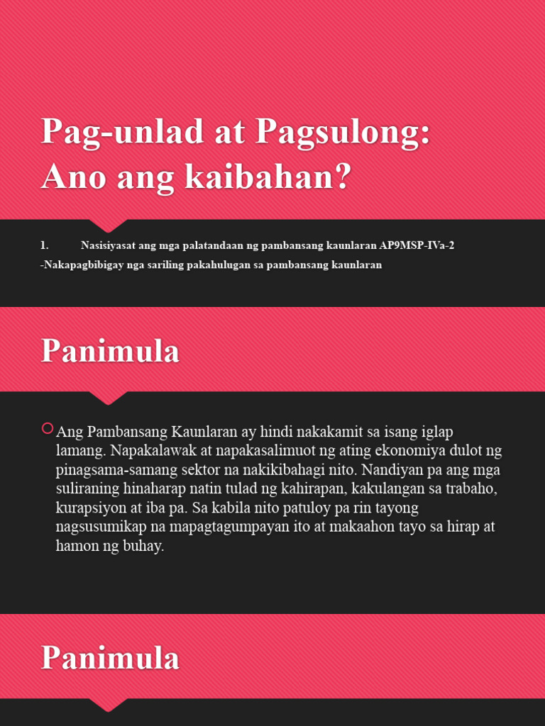 Q4-Wk1-Day2 - Pag-Unlad at Pagsulong Ano Ang Kaibahan | PDF