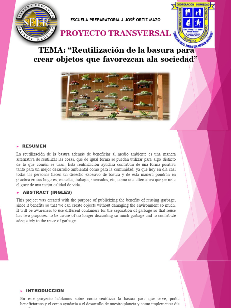Reutilizacion de La Basura para Crear Objetos Que Favorescan A La ...