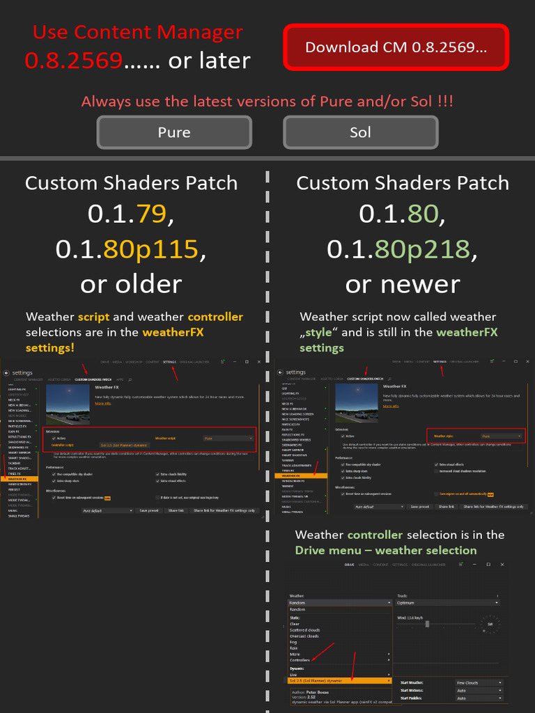 Content Manager and Custom Shaders Patch Versions | PDF