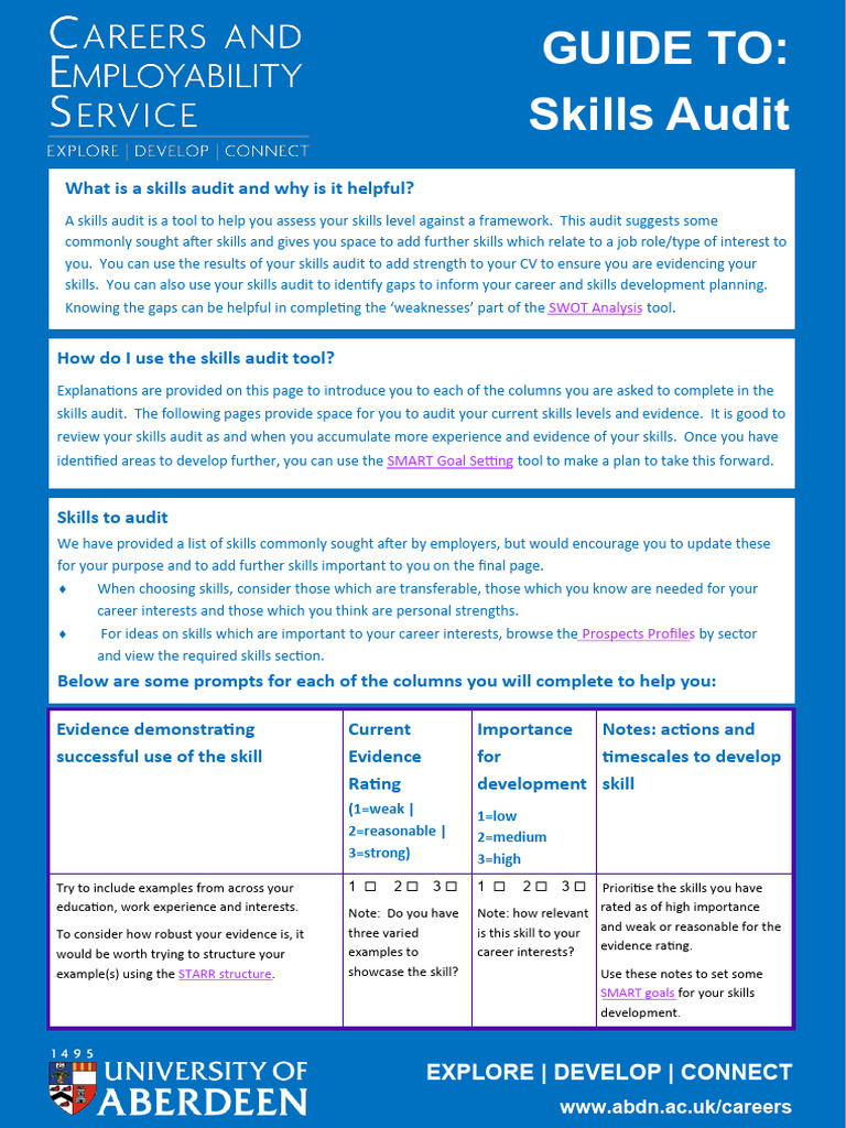 Skills Audit Template Pdf Cognition Intelligence 