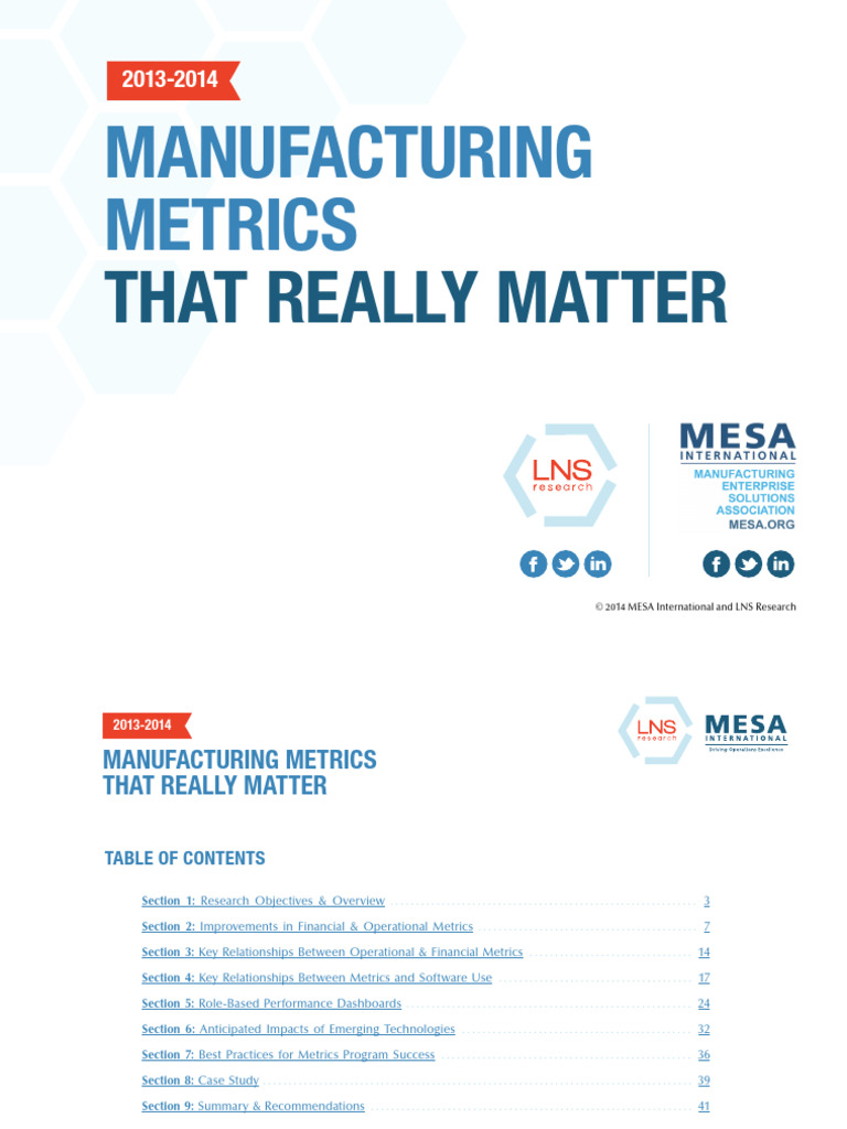 2013-2014 Manufacturing Metrics That Really Matter | PDF | Performance ...