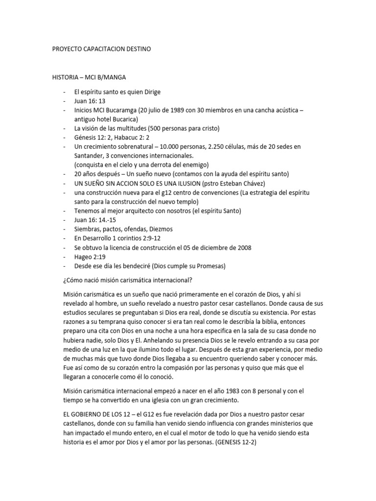 Proyecto Capacitacion Destino | PDF | Creencia religiosa y doctrina