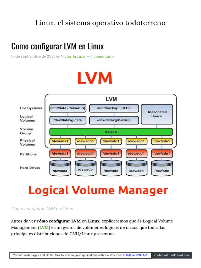Configuración de LVM en Linux | PDF | Software | Gestión de datos