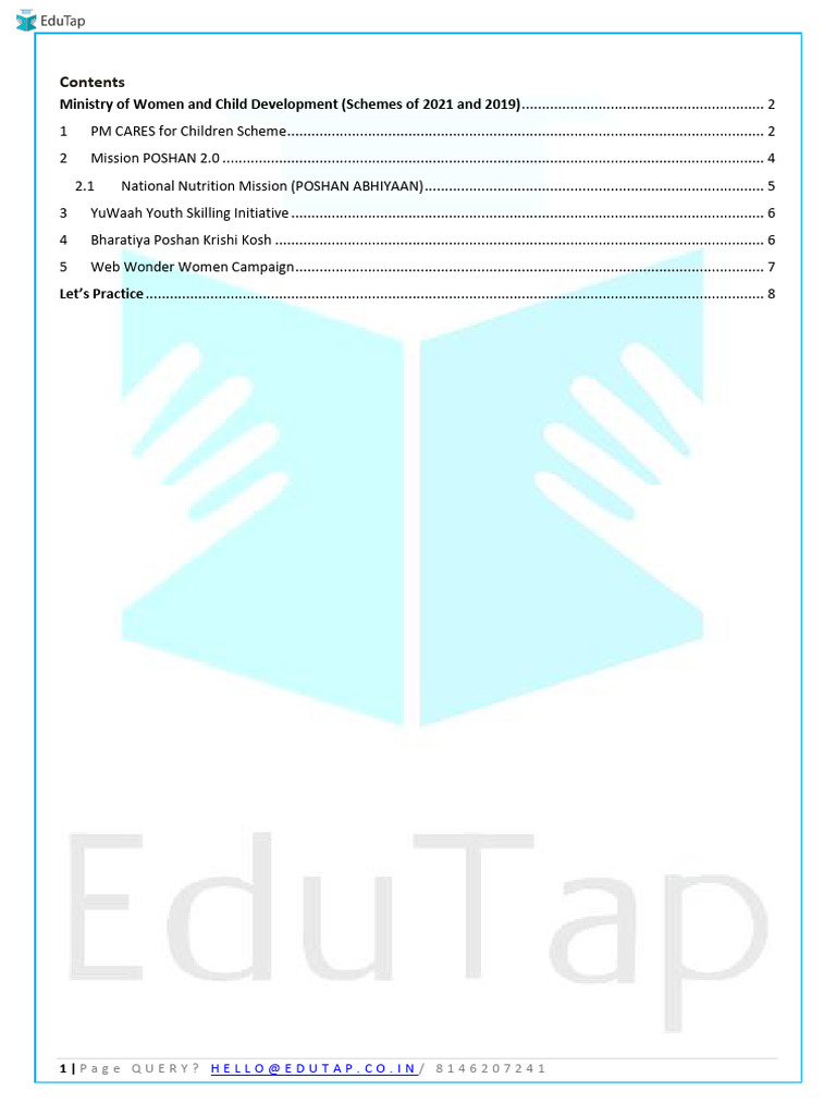 Ebook Schemes Ministry of Women and Child Development Lyst1767 | PDF