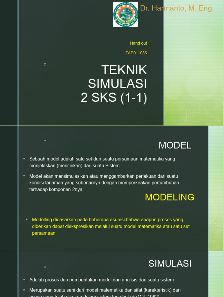 Teknik Simulasi Model Pertanian | PDF