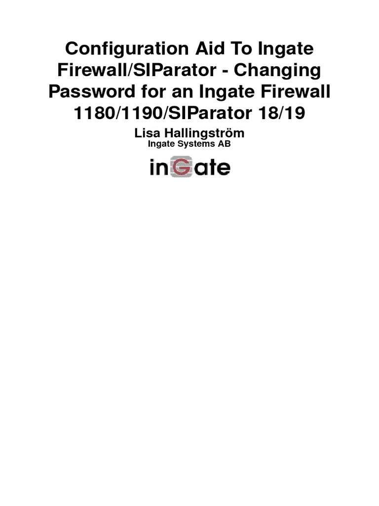 Ingate SIParator Testing Procedure | PDF | Login | Booting