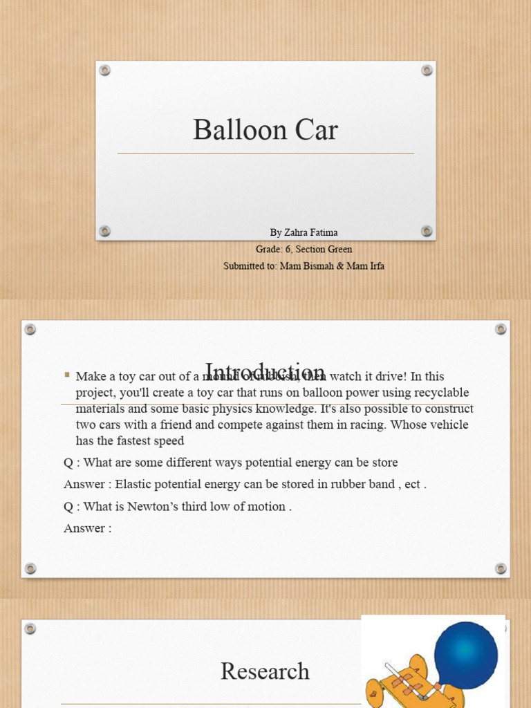 Balloon Car Science & D&T Project | PDF