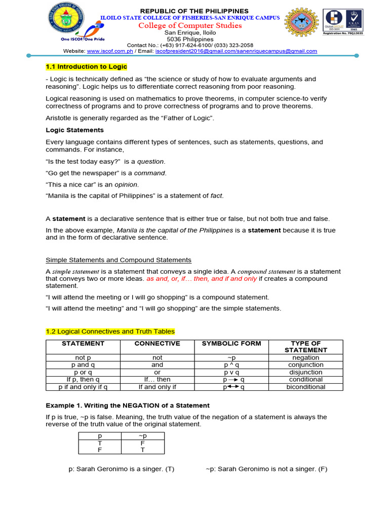Logic | PDF | Contradiction | Logic