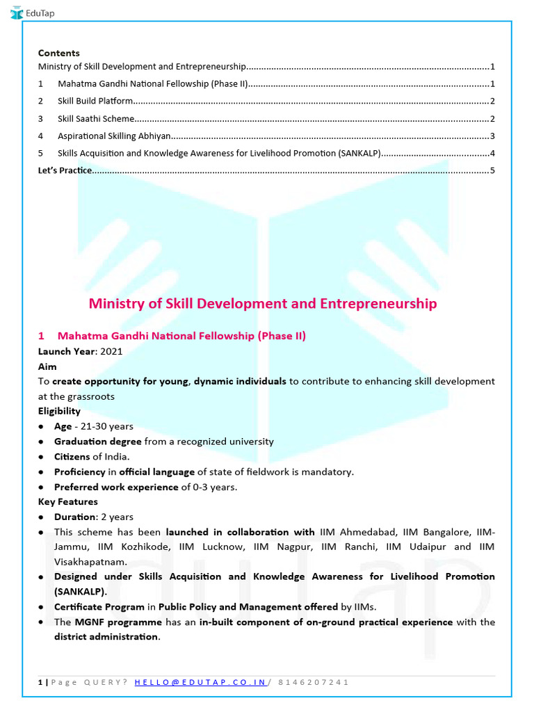 Ebook Schemes Ministry Of Skill Development And Entrepreneurship
