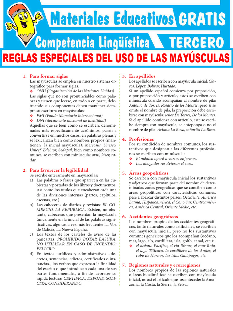 Reglas de uso de mayúsculas en español | PDF | Caso de carta | Perú