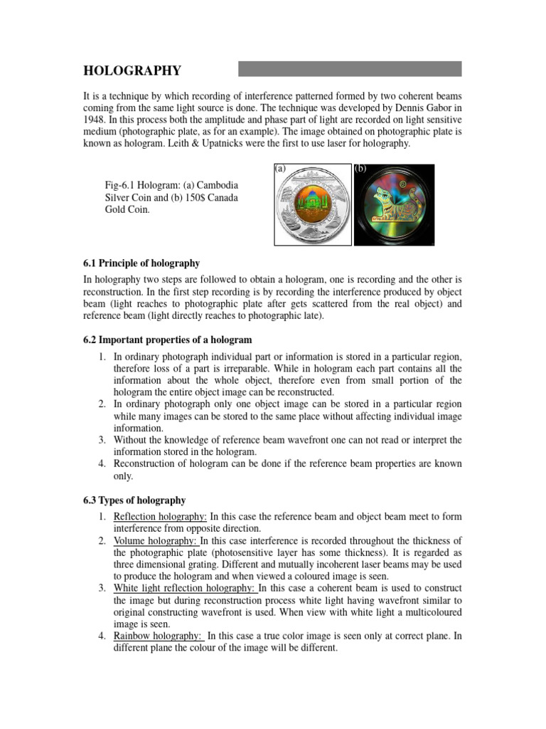 Holography Fiber Optics | Download Free PDF | Holography | Optical Fiber