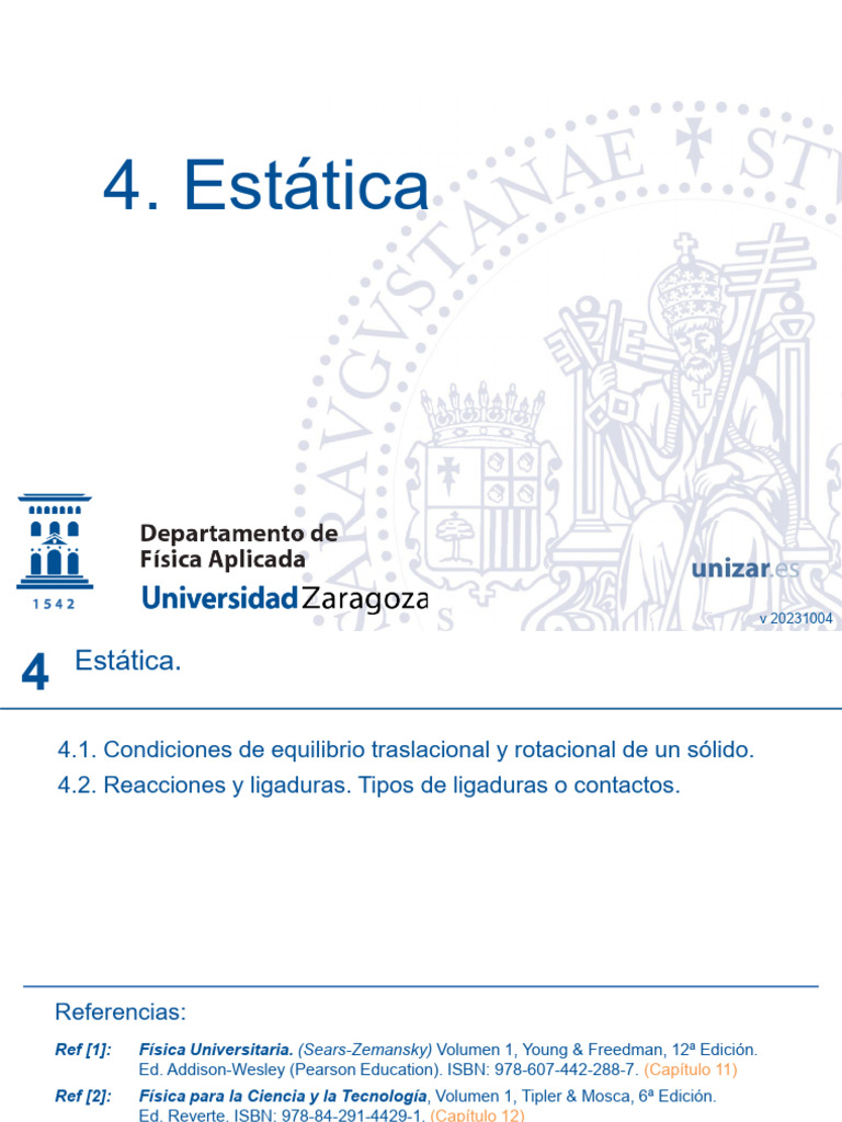 Fisica I - Tema 4 - Estática | PDF | Fuerza | Física