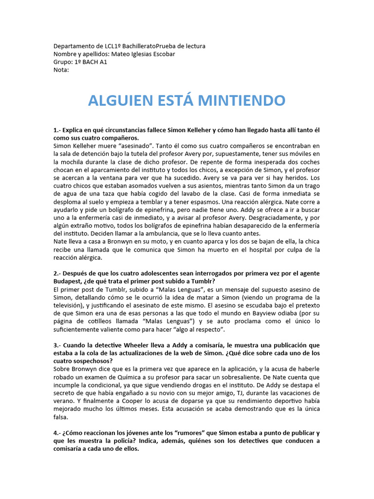 Alguien está mintiendo | PDF