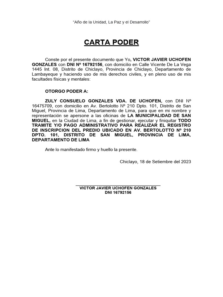 Carta Poder 2 | PDF