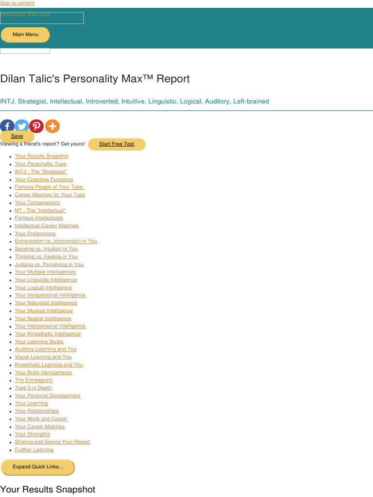 Dilan Talic - S Personality Max™ Report | Download Free PDF | Learning ...