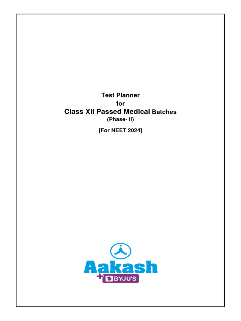 NEET 2024 Test Planner for Students | PDF | Chemistry | Gases