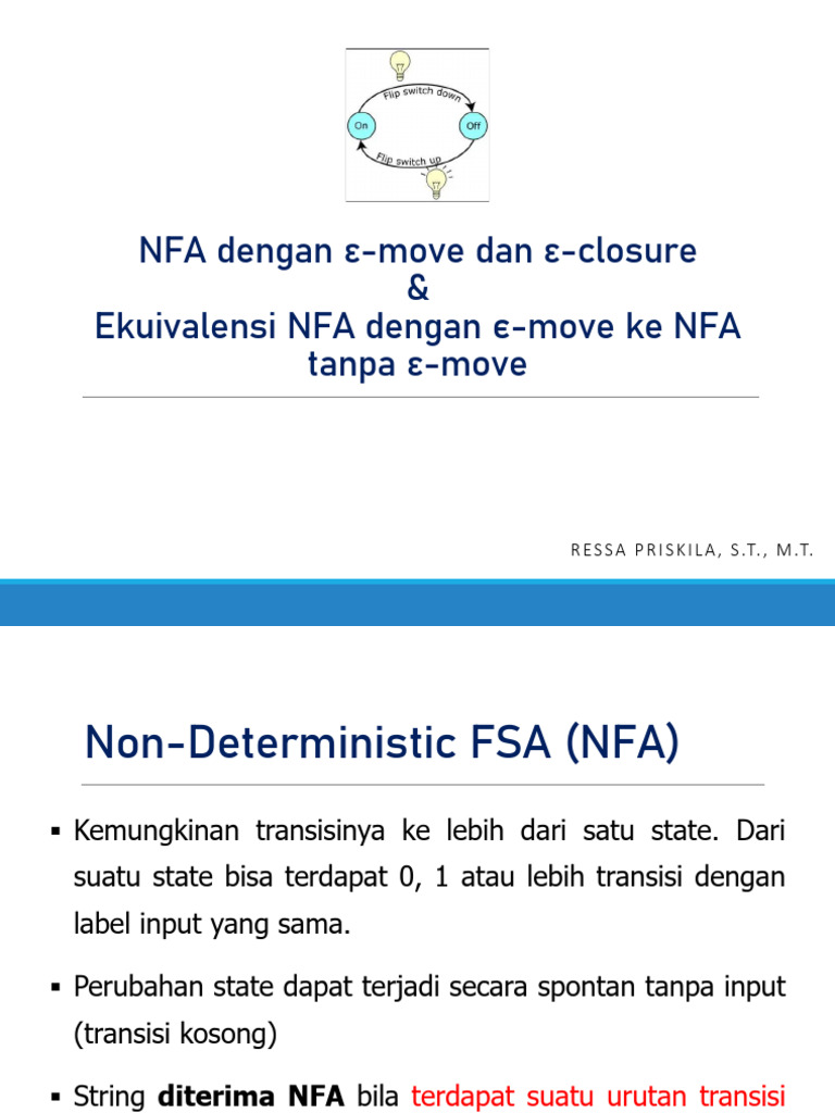 III. NFA dengan ε-move & ε-closure & Ekuivalensi NFA dengan ϵ-move ke NFA tanpa ε-move | PDF