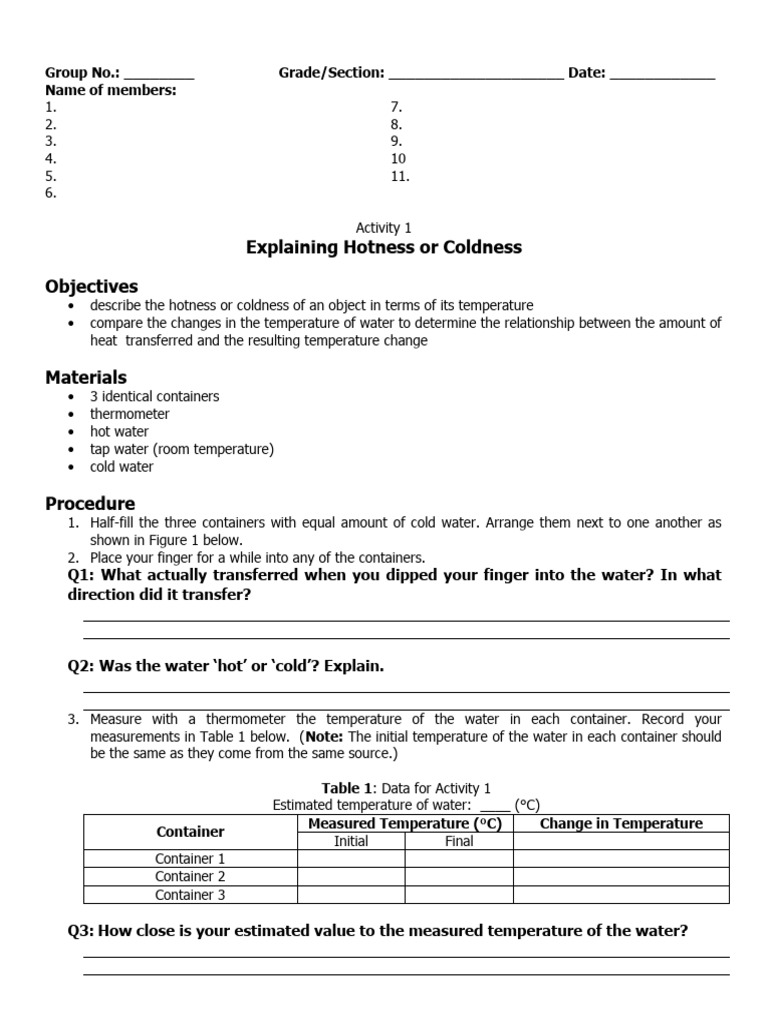Explaining Hotness or Coldness | PDF | Temperature | Heat