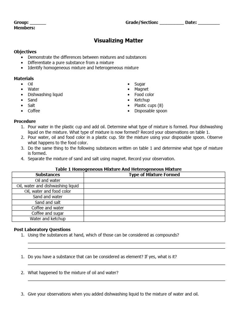 Mixtures | PDF | Mixture | Homogeneity And Heterogeneity