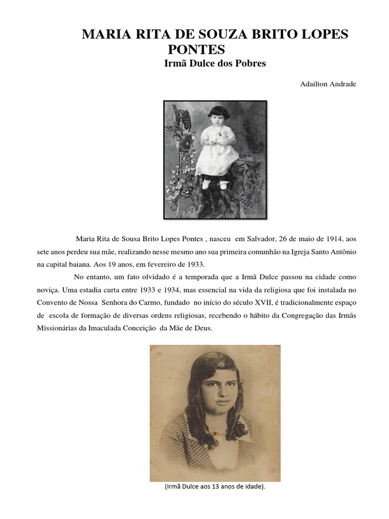 5 - Maria Rita de Souza Brito Lopes Pontes - Dulce Dos Pobres | PDF ...