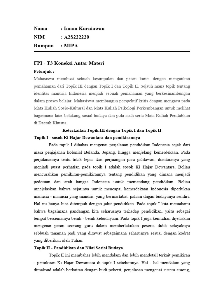 FPI - T3 Koneksi Antar Materi | PDF