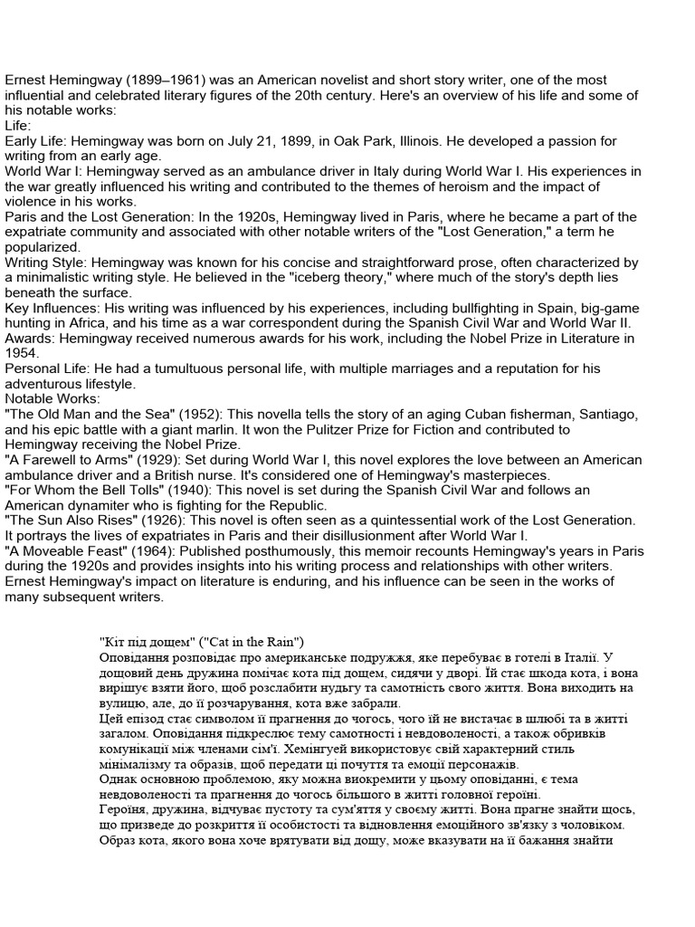 Ernest Hemingway | PDF | Ernest Hemingway