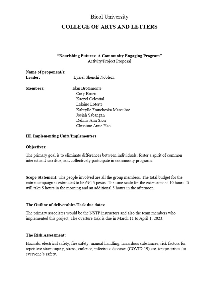 ACTIVITY_PROJECT_PROPOSAL-TEMPLATE (1) | PDF | Mental Health ...