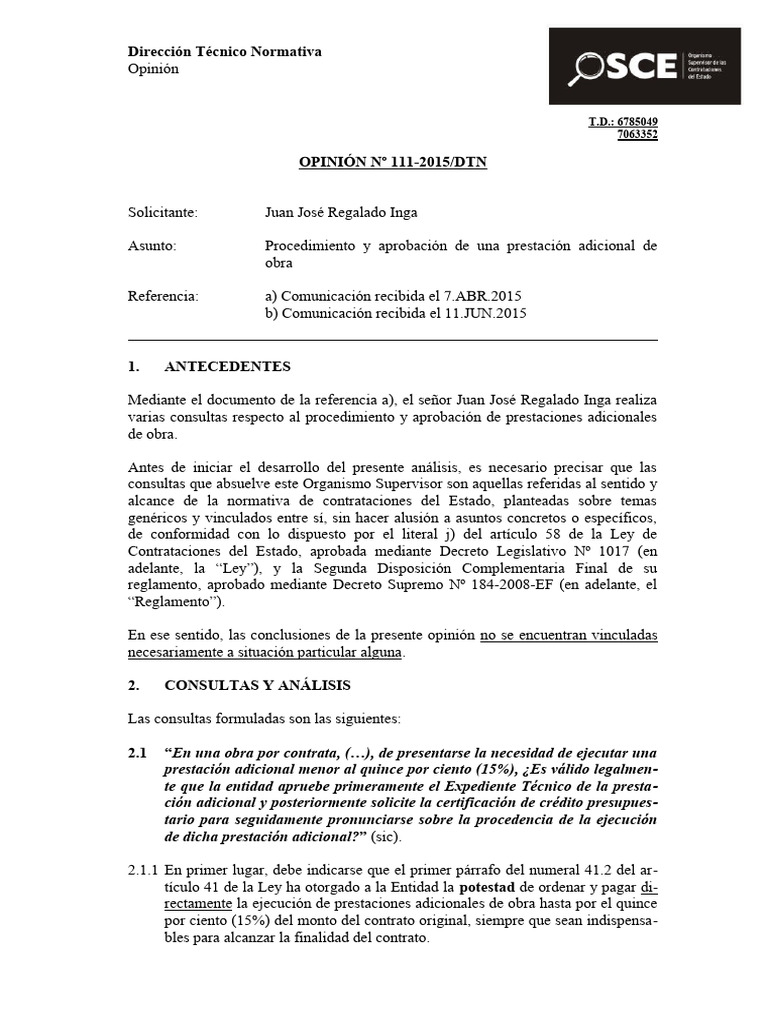 111-15 - Pre - Juan Jose Regalado Inga | PDF | Presupuesto | Regulación