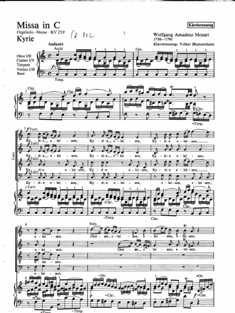 Mozart KV 259 Vocal Score | PDF