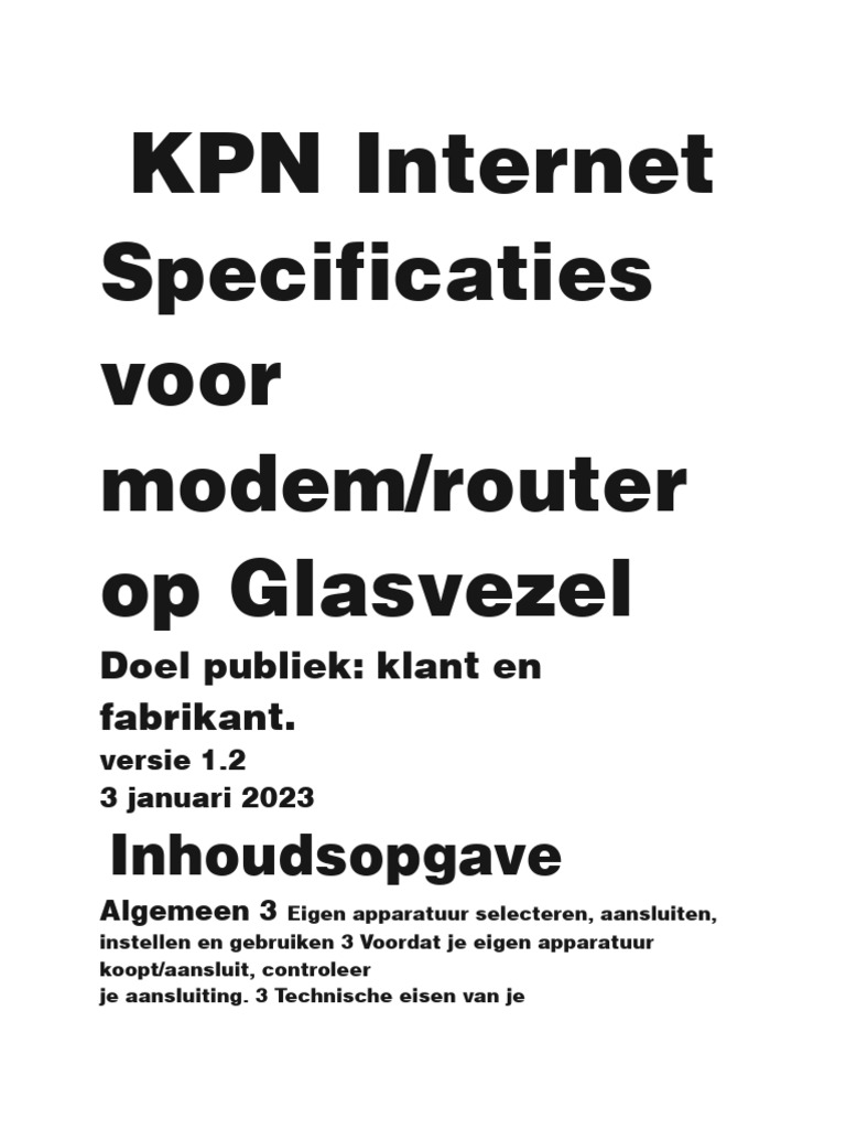 KPN Internet Glasvezel Specificaties v20230123 | PDF