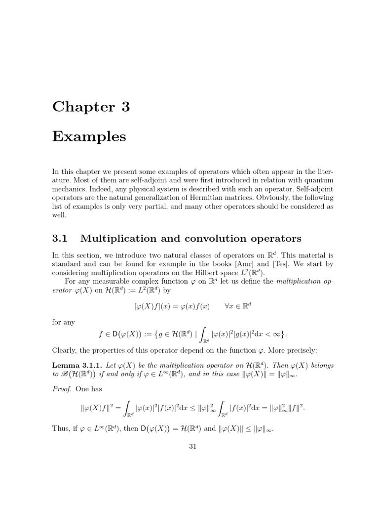 Examples of Selfadjoint Operators | PDF | Hilbert Space | Mathematical Analysis