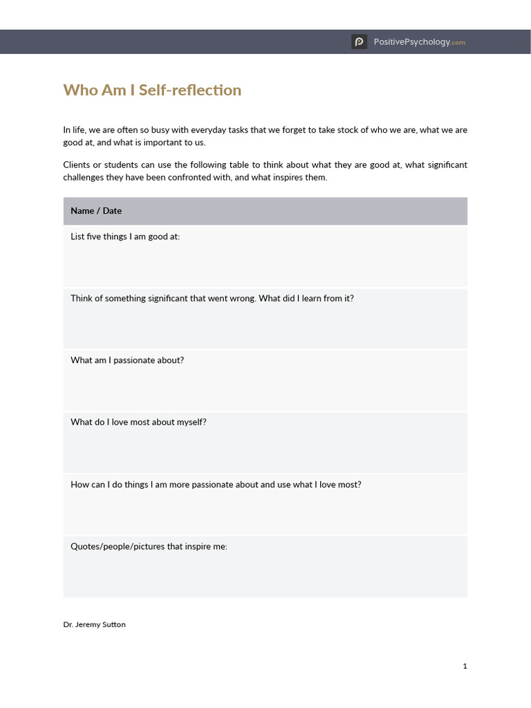 Self-Reflection Who Am I | PDF
