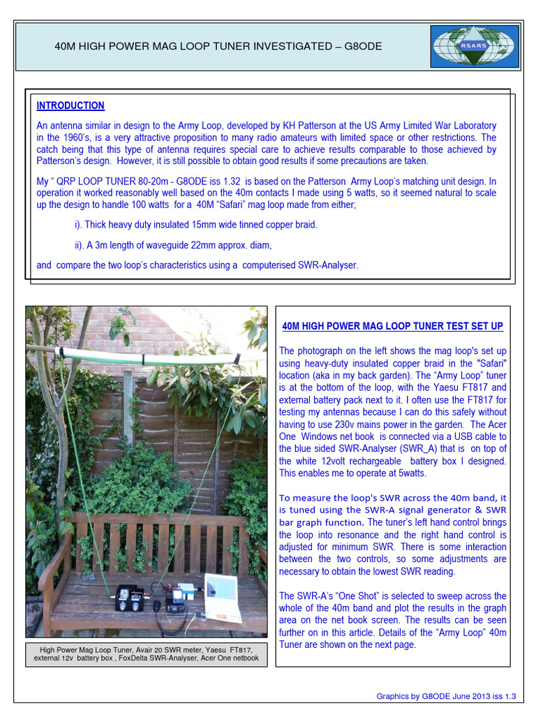 40m High Power Mag Loop Tuner Iss 1 3 | PDF | Antenna (Radio) | Coaxial ...