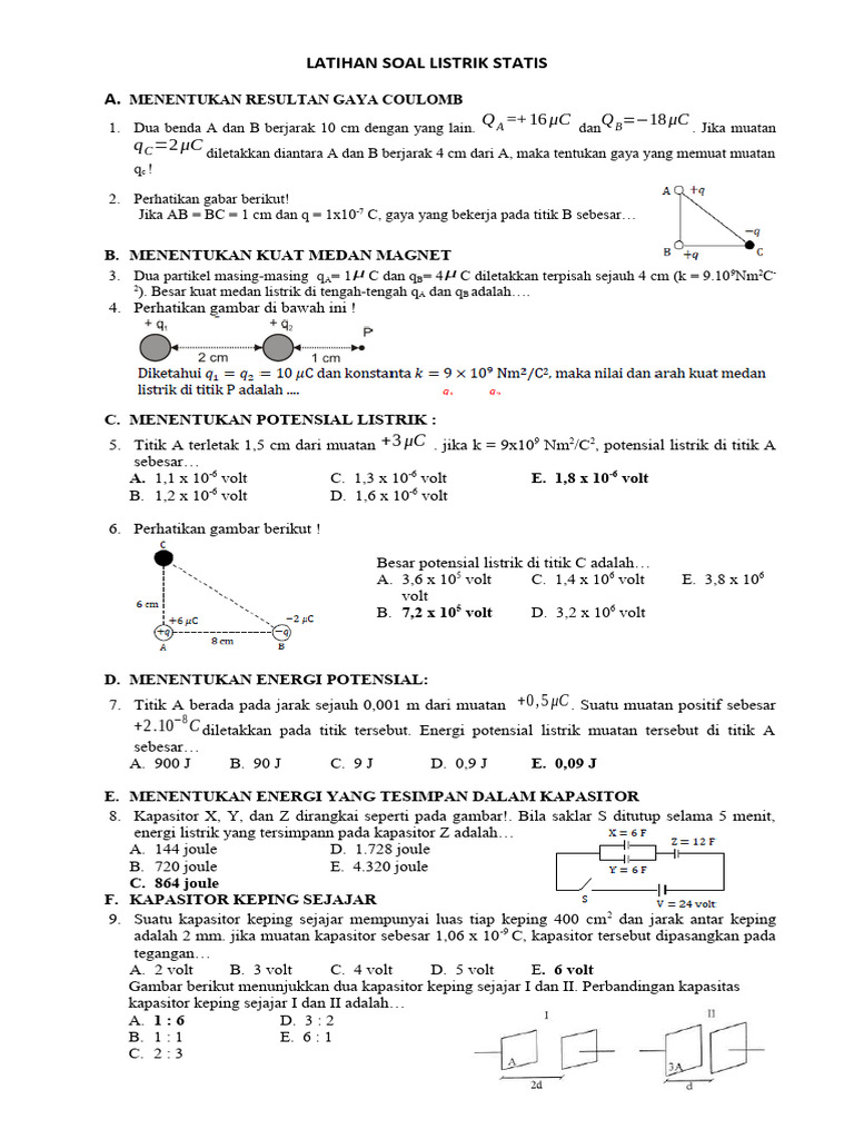 Latihan Soal Listrik Statis | PDF