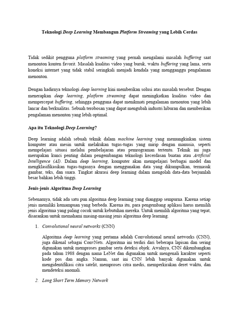 17 - Teknologi Deep Learning Membangun Platform Streaming Yang Lebih Cerdas | PDF | Komputer