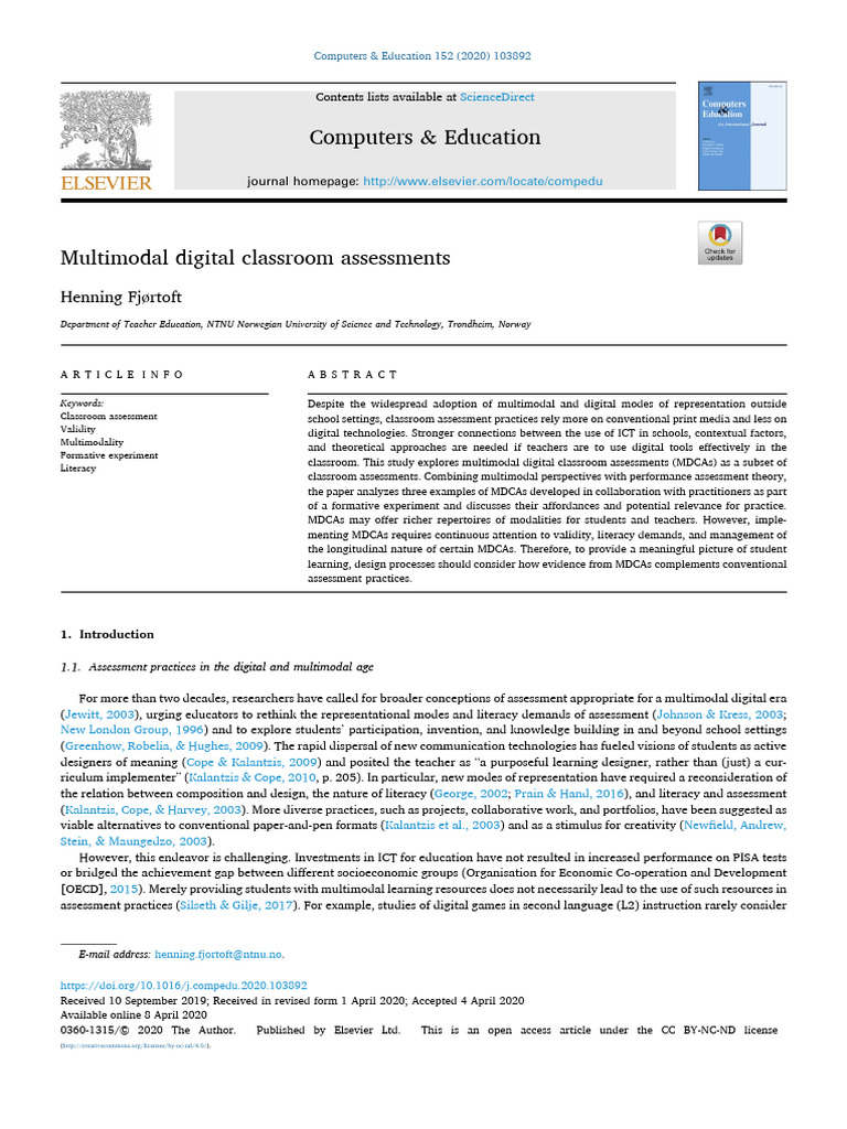 Artikel 4 - Multimodal Digital Classroom Assessments | PDF ...