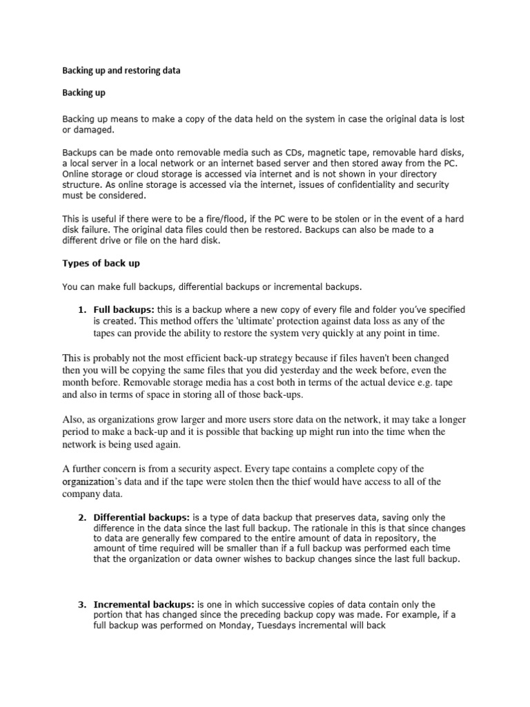 Backing Up and Restoring | PDF | Backup | Computer File