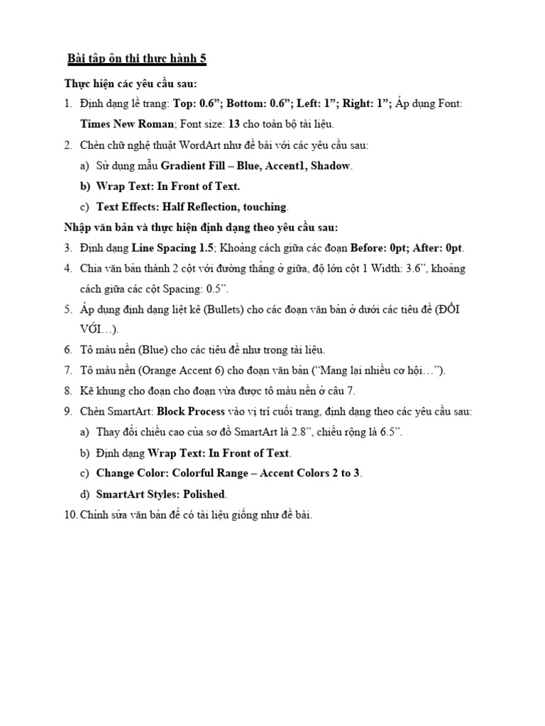 Bai Tap On Thi Thuc Hanh 5 | PDF