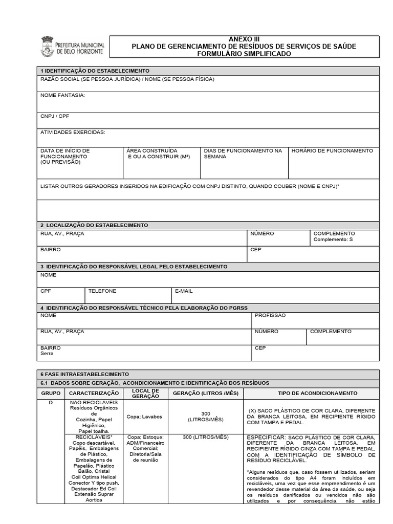 Modelo PGRS BH | PDF | Desperdício | Materiais