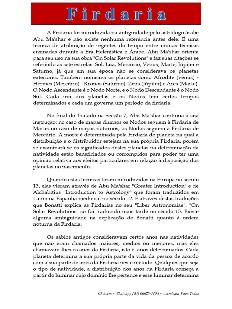 Firdaria Textos Interpretativos | PDF | Planetas | Júpiter