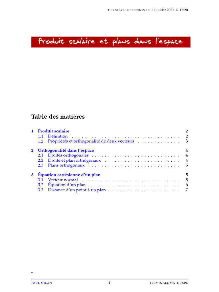 Produit Scalaire et Orthogonalité en Espace | PDF | Orthogonalité ...