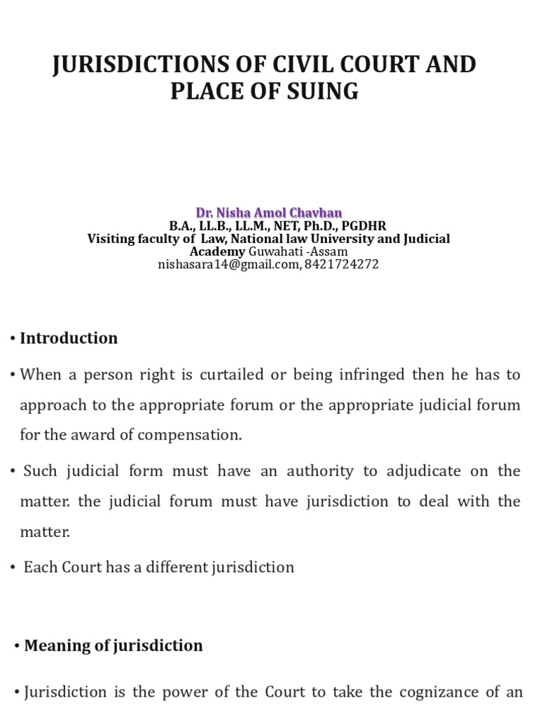 Jurisdictions of Civil Court and Place of Suing | PDF | Lawsuit ...