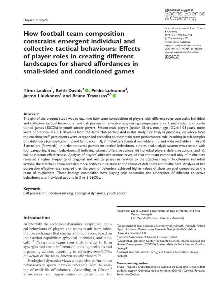 Laakso Et Al. - 2022 - How Football Team Composition Constrains ...