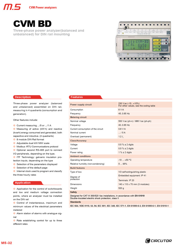 FT - M5 - CVM-BD - EN Power Analyzers | PDF | Alternating Current ...