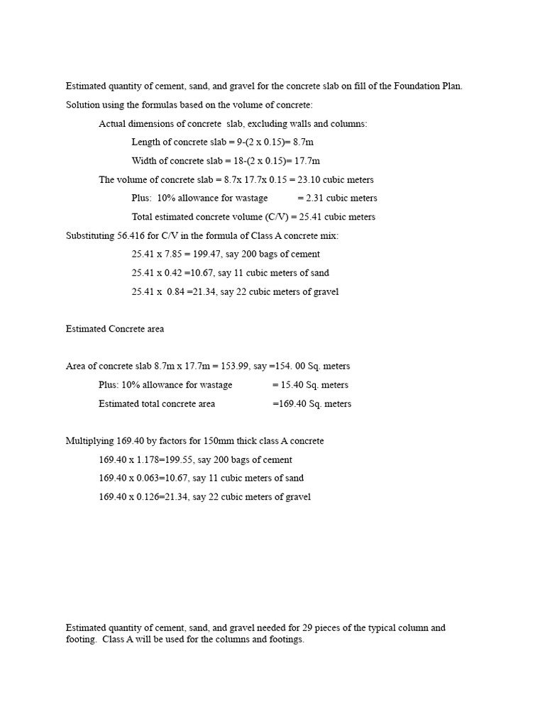 Cement and Aggregate Estimation Guide | PDF | Concrete | Sand