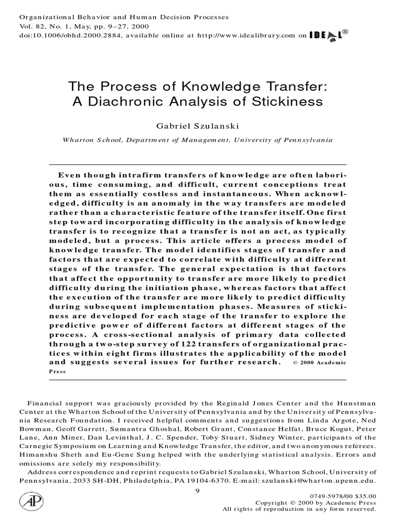 The Process of Knowledge Transfer | PDF | Validity (Statistics) | Knowledge